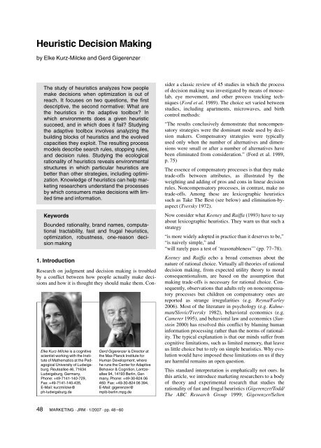 Heuristic Decision Making