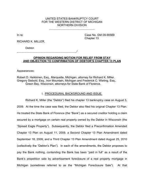 Opinion Regarding Motion for Relief from Stay and - United States ...