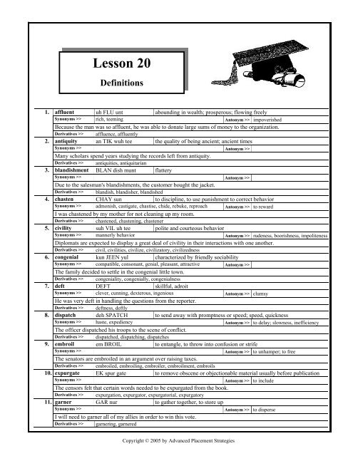Lesson 20 Sentence Completion