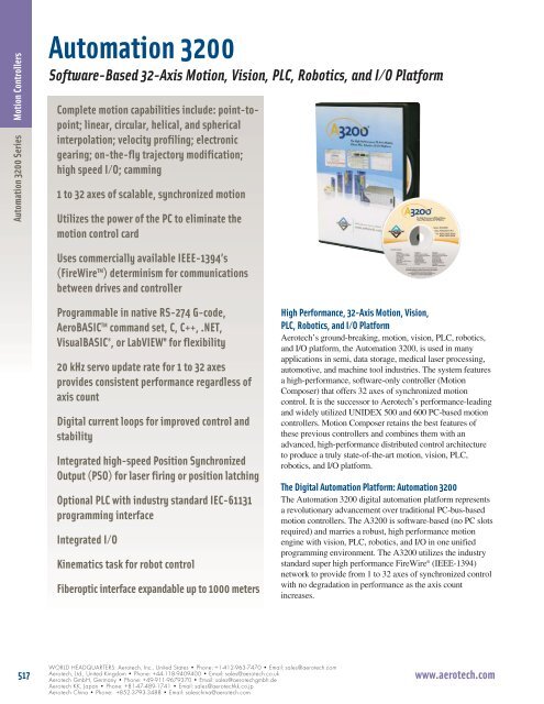 Automation 3200 Software-Based 32-Axis Motion ... - Aerotech Inc.