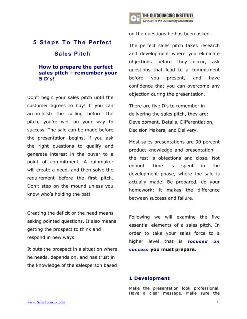 5 Steps To The Perfect Sales Pitch