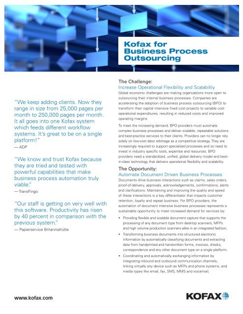 Kofax for Business Process Outsourcing