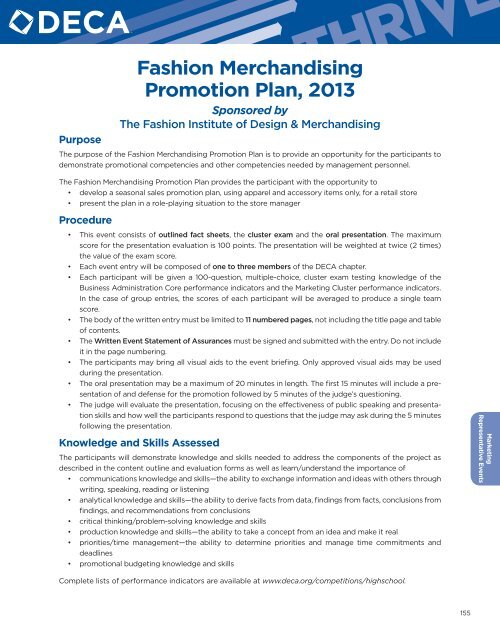 Fashion Merchandising Promotion Plan, 2013 - DECA