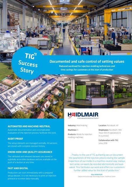 TIG Success Story – Haidlmair| EN