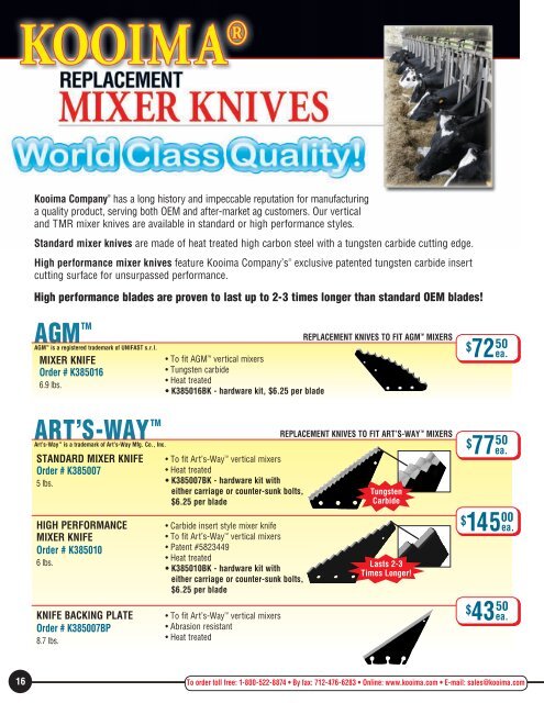 Mixer Knives - Kooima Company