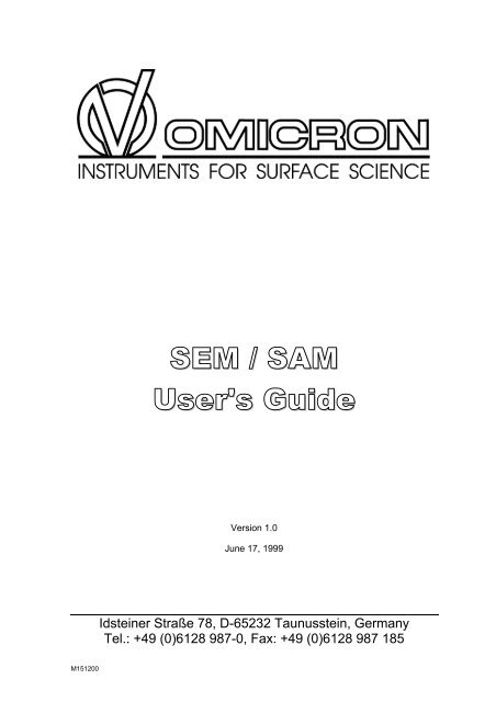 SEM / SAM User's Guide