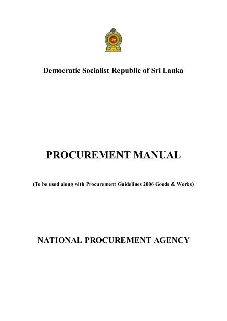 PROCUREMENT MANUAL - Ministry of Finance and Planning