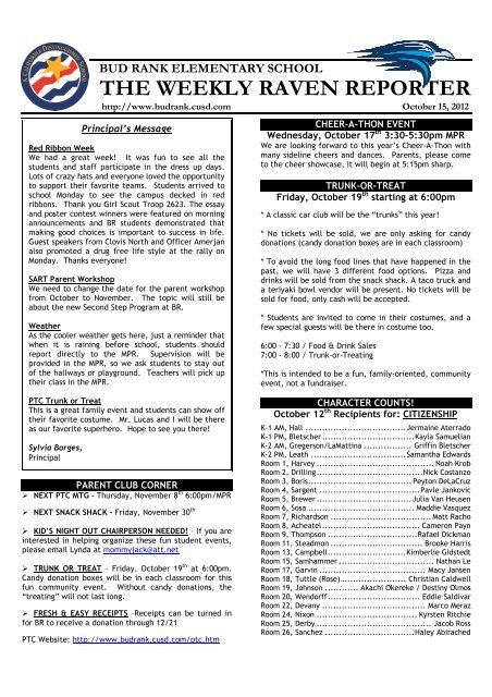 bud rank elementary school the weekly raven reporter
