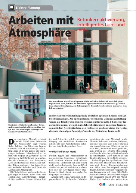 Arbeiten mit Atmosphäre - Kulle & Hofstetter Partnerschaft Arbeiten mit Atmosphäre - Kulle & Hofstetter Partnerschaft