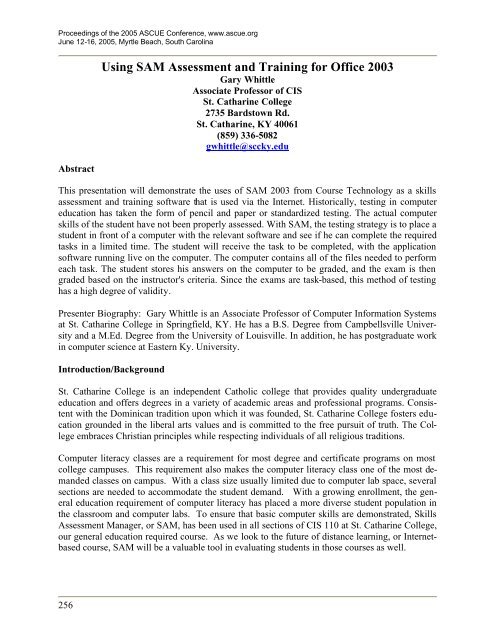 Using SAM Assessment and Training for Office 2003