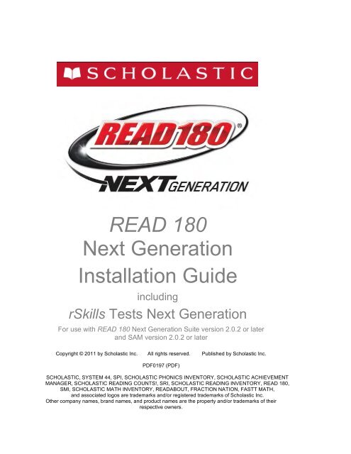 READ 180 Next Generation Installation Guide - Scholastic ...