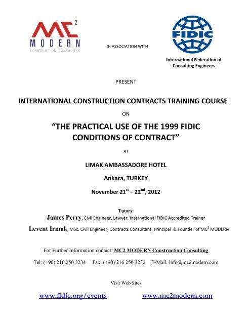 the practical use of the 1999 fidic conditions of contract
