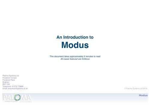 What is Modus? - Paloma Systems Ltd