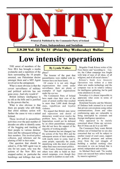 Low intensity operations