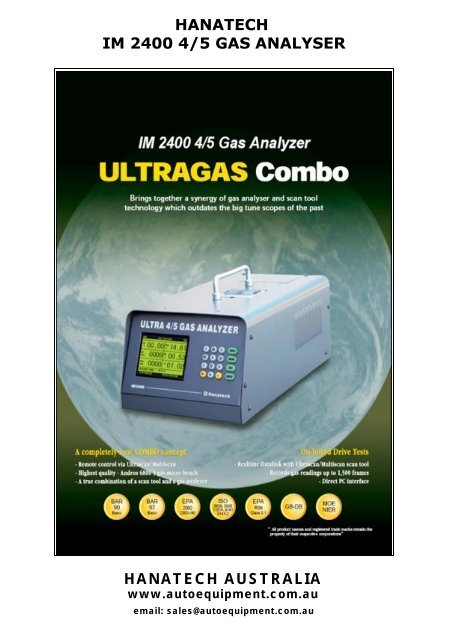 HANATECH IM 2400 4/5 GAS ANALYSER ... - Mount Auto Equip