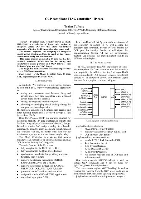 OCP compliant JTAG controller - OCP-IP