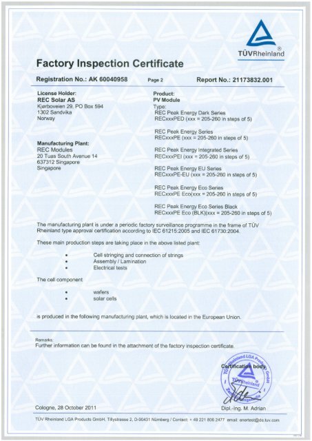 Factory inspection Certificate - soleg