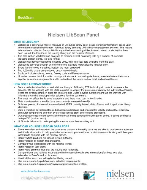 Nielsen LibScan Panel - Nielsen BookScan