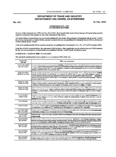 designation of SABS standards to SANS