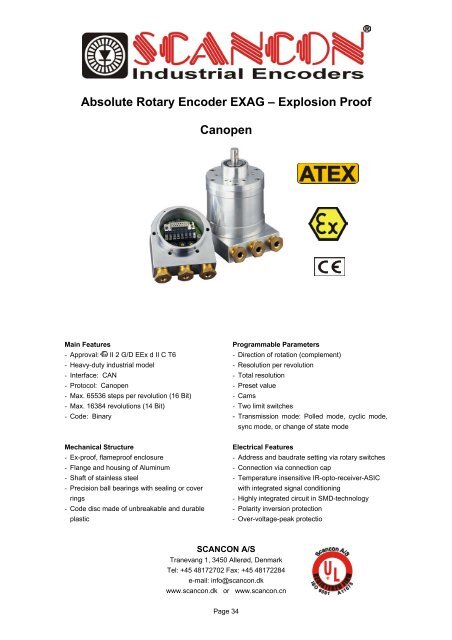 Absolute Rotary Encoder EXAG – Explosion Proof ... - DJ Stork Drives
