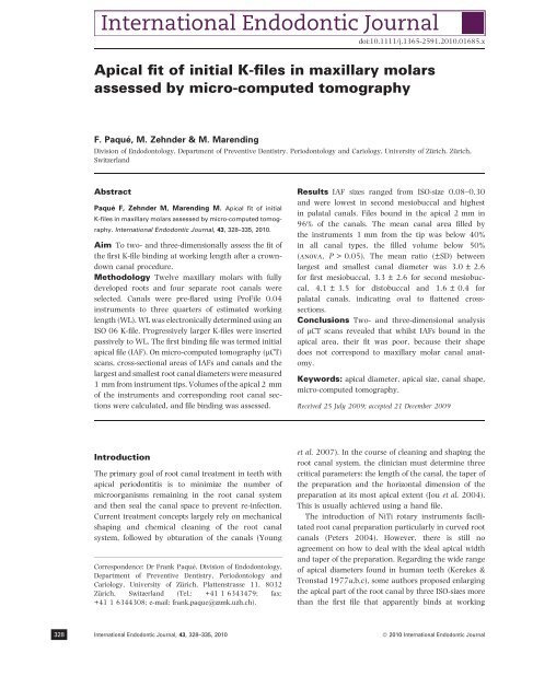 Apical fit of initial K-files in maxillary molars assessed by micro ...