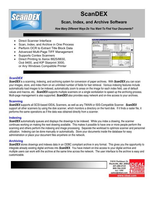 ScanDEX - Scan, Index, and Archive Software