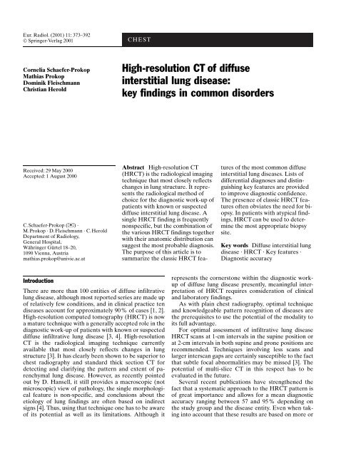 High-resolution CT of diffuse interstitial lung disease: key findings ...
