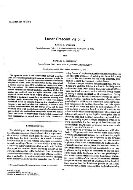Lunar Crescent Visibility - Islamic Crescents' Observation Project