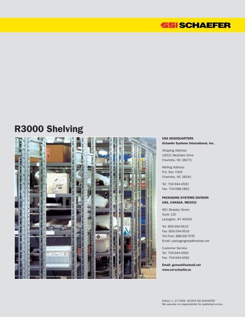 R3000 Shelving - SSI Schaefer