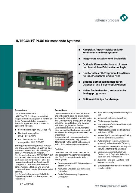 INTECONT® PLUS für messende Systeme - Schenck Process GmbH