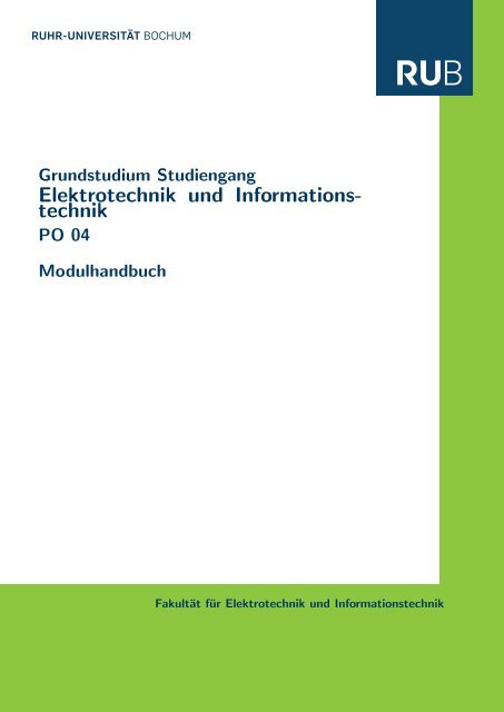 Modulhandbuch - Fakultät für Elektrotechnik und Informationstechnik Modulhandbuch - Fakultät für Elektrotechnik und Informationstechnik