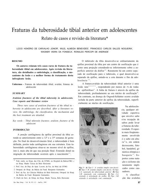 Fraturas da tuberosidade tibial anterior em ... - Instituto Sarkis