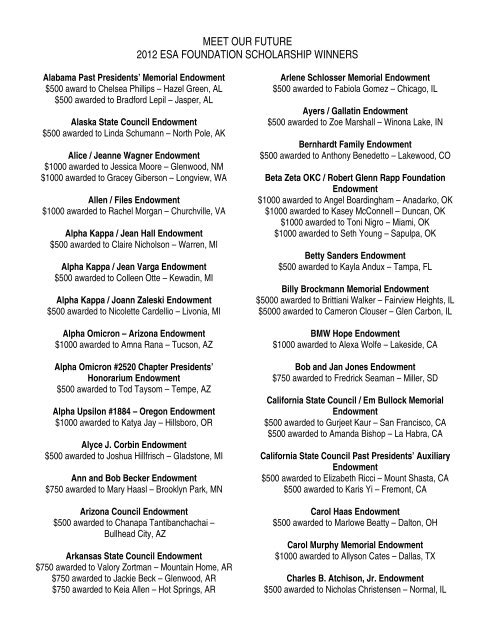 to view the entire list of - Epsilon Sigma Alpha