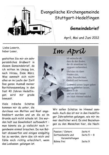 April bis Juni 2012 - Evangelische Kirchengemeinde Stuttgart ... April bis Juni 2012 - Evangelische Kirchengemeinde Stuttgart ...