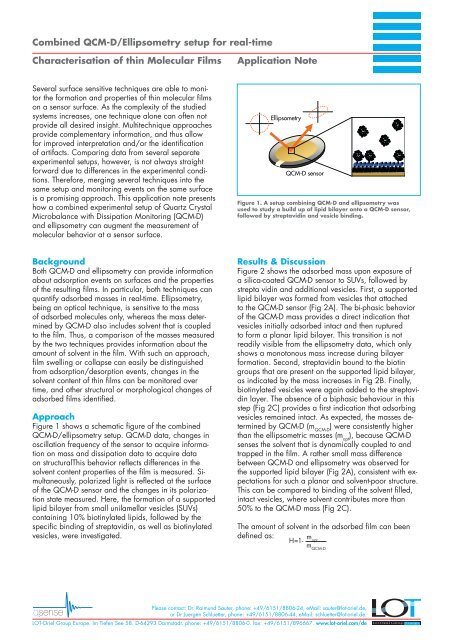 Combined QCM-D/Ellipsometry setup for real-time ... - L.O.T.-Oriel