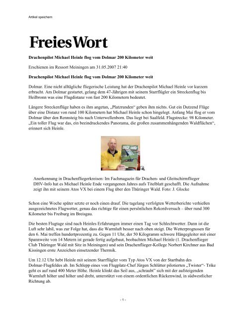 Drachenpilot Michael Heinle flog vom Dolmar 200 ... - Gebaflieger