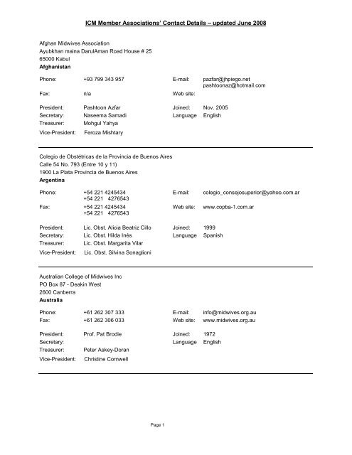 Member Association Address Book June 2008 - International ...