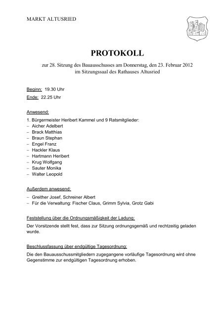 protokoll - Markt Altusried