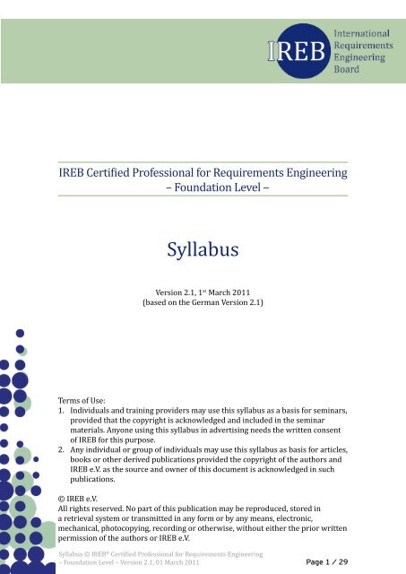 Syllabus CPRE-FL, Version 2.1 - IREB eV