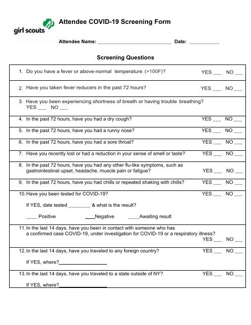 Example Attendee Pre-screening Questions