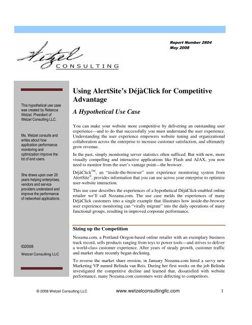 Using AlertSite's DéjàClick for Competitive Advantage - SmartBear ...