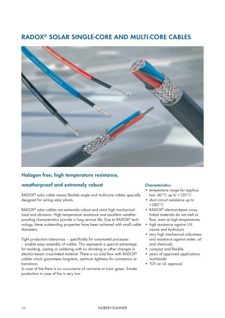 RADOX® SOLAR SINGLE-CORE AND MULTI-CORE CABLES