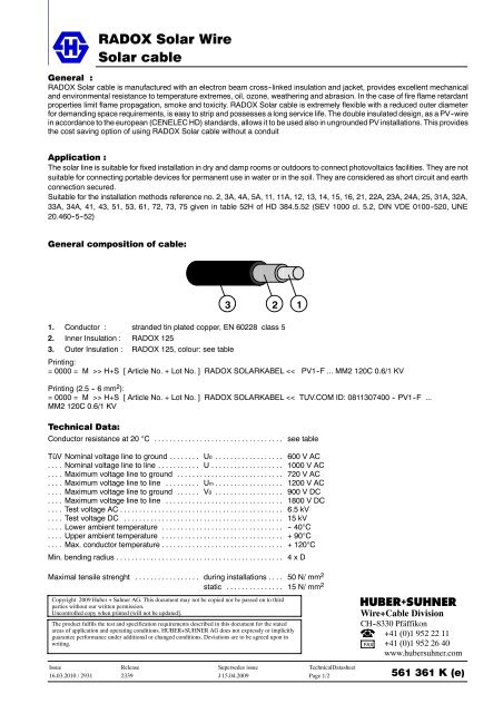 Solar cable RADOX Solar Wire - composites.ch