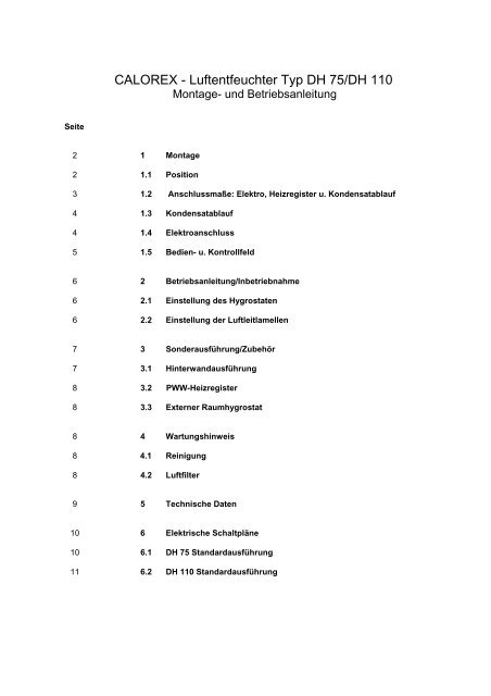 CALOREX - Luftentfeuchter Typ DH 75/DH 110 - Schwimmbad Peter