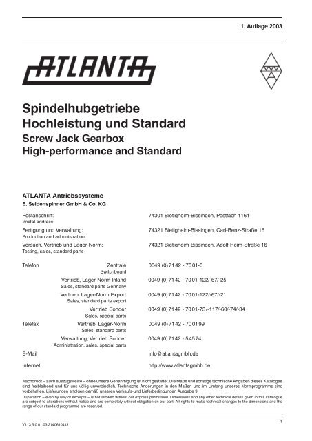 Spindelhubgetriebe Hochleistung und Standard