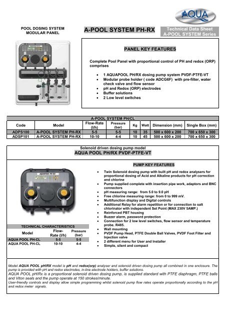 A-POOL SYSTEM PH-RX - Aqua Water Systems