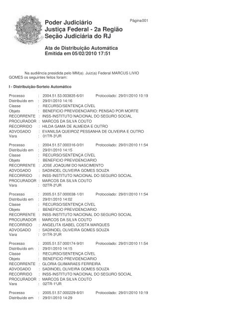 Justiça Federal - 2a Região Poder Judiciário Seção ... - JF-RJ