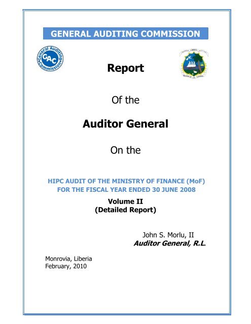 Report Auditor General - General Auditing Commission