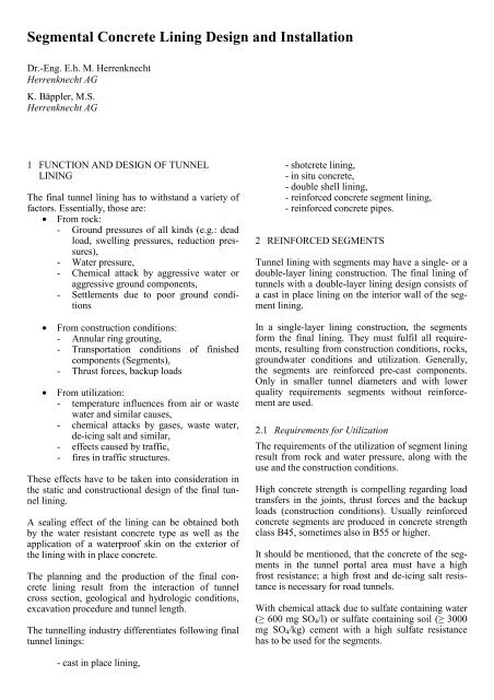 Segmental Concrete Lining Design and Installation - EMI