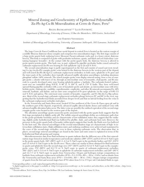 Mineral Zoning and Geochemistry of Epithermal Polymetallic Zn-Pb ...